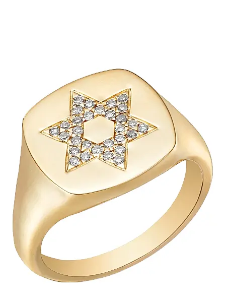 Bloomingdale'S 14k Yellow Diamond Star Of David Pinky Ring - Gold