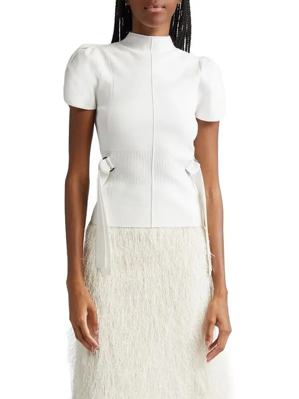 3.1 Phillip Lim Puff Sleeve Ribbed Top - Ivory