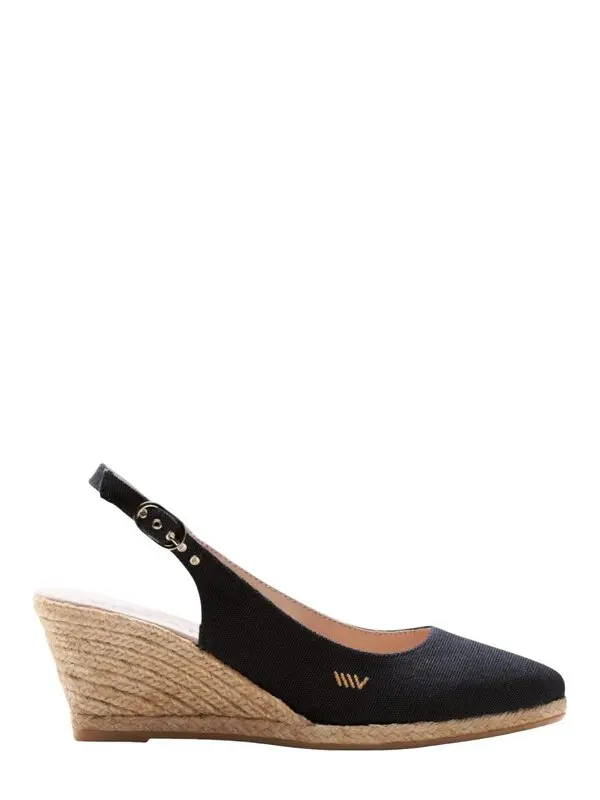 VISCATA Palomera Canvas Espadrille Wedges - Medium Black