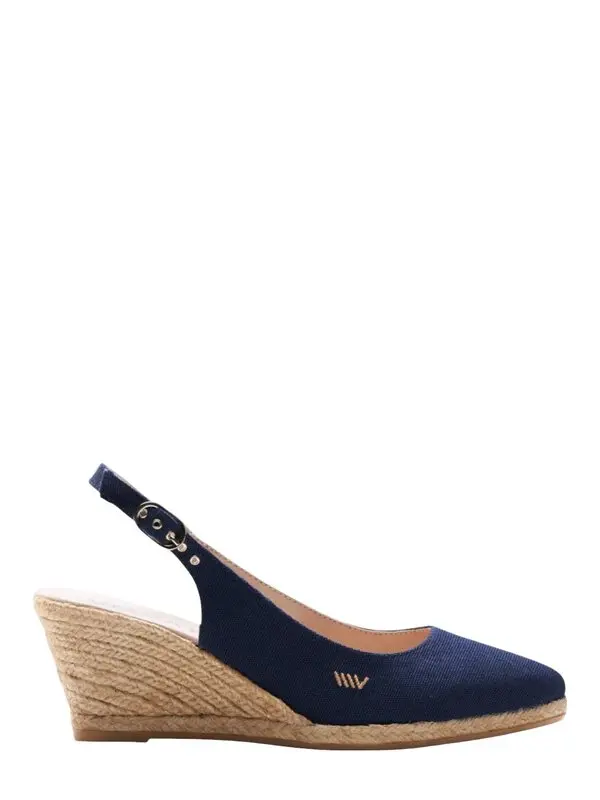 VISCATA Palomera Canvas Espadrille Wedges - Navy Blue