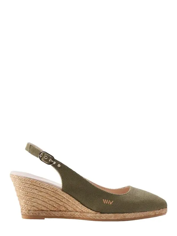 VISCATA Palomera Canvas Espadrille Wedges - Olive