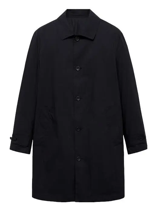 Mango Classic Water Repellent Trench Coat - Dark Navy