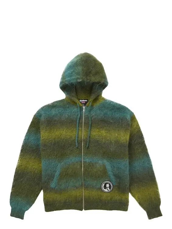 Supreme Hysteric Glamour Mohair Zip Up Hooded Sweater - Olive