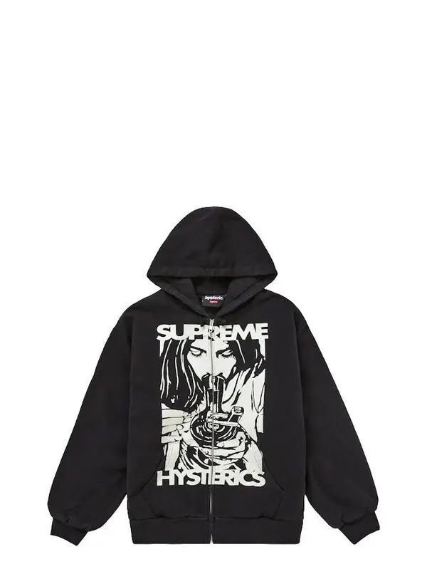 Supreme Hysteric Glamour Thermal Lined Zip Up Hooded Sweatshirt - Black