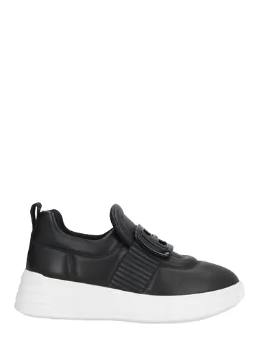 Hogan Leather Sneakers With Appliqués - Black