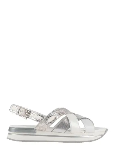 Hogan Leather Flatform Sandals - White