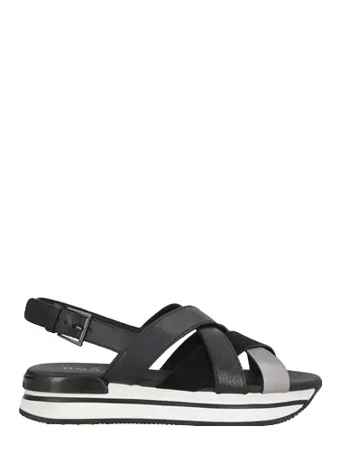 Hogan Leather Ankle Strap Sandals - Black