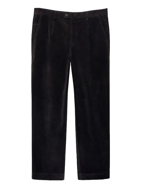 Mango Straight Leg Corduroy Pants - Black