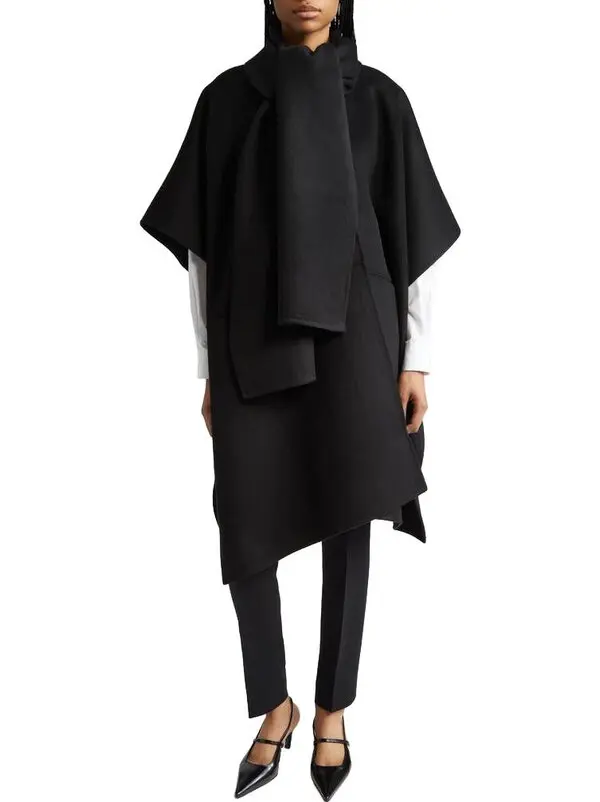 TOTEME Double Face Wool Scarf Coat - Black