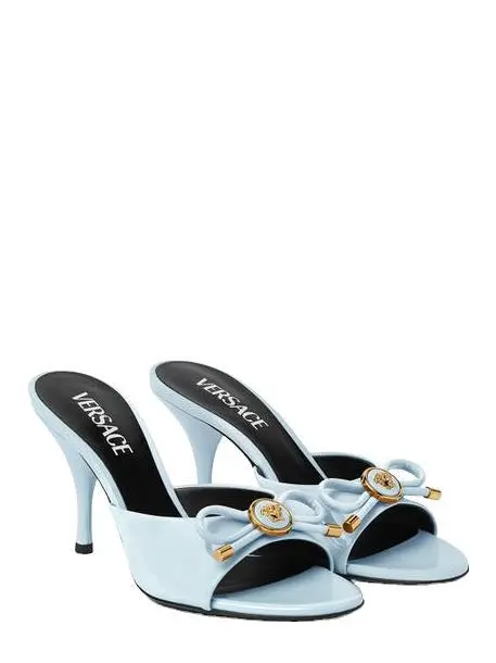 Versace Opera Bow Slide Sandal - Pastel Blue Gold
