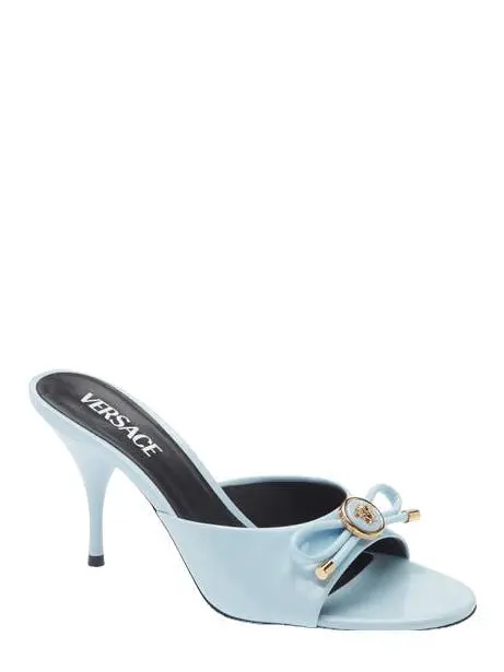 Versace Opera Bow Slide Sandal - Pastel Blue Gold