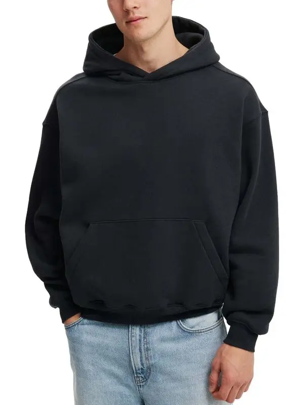 COTTON ON Box Fit Hoodie - Washed Black