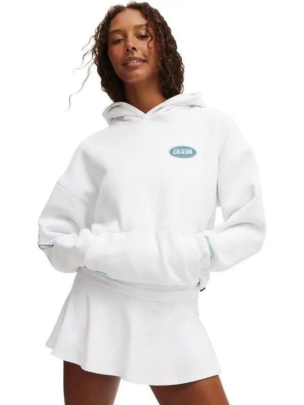 Cotton:on Active Plush Premium Graphic Hoodie - White Badge