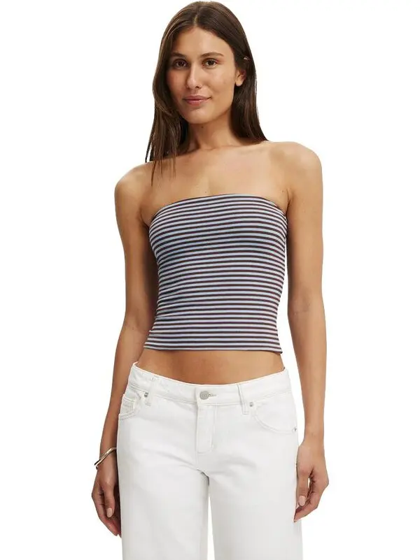 COTTON ON All Day Tube Top - Madi Stripe American Oak