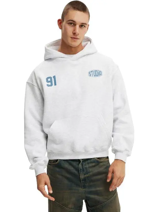 COTTON ON Box Fit Graphic Hoodie - Athletic Marle  Studio La