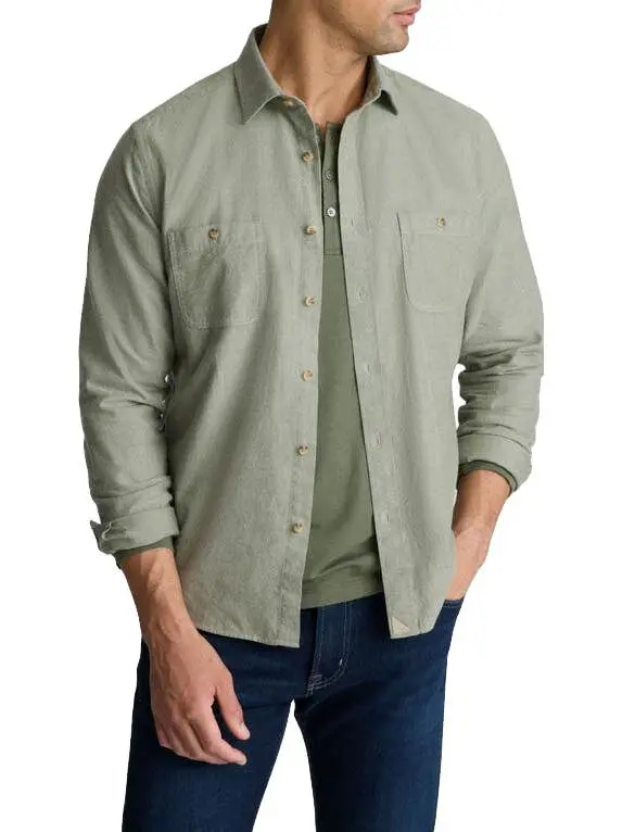 UNTUCKIT Hemsworth Flannel Twill Button-up Shirt - Mid Green