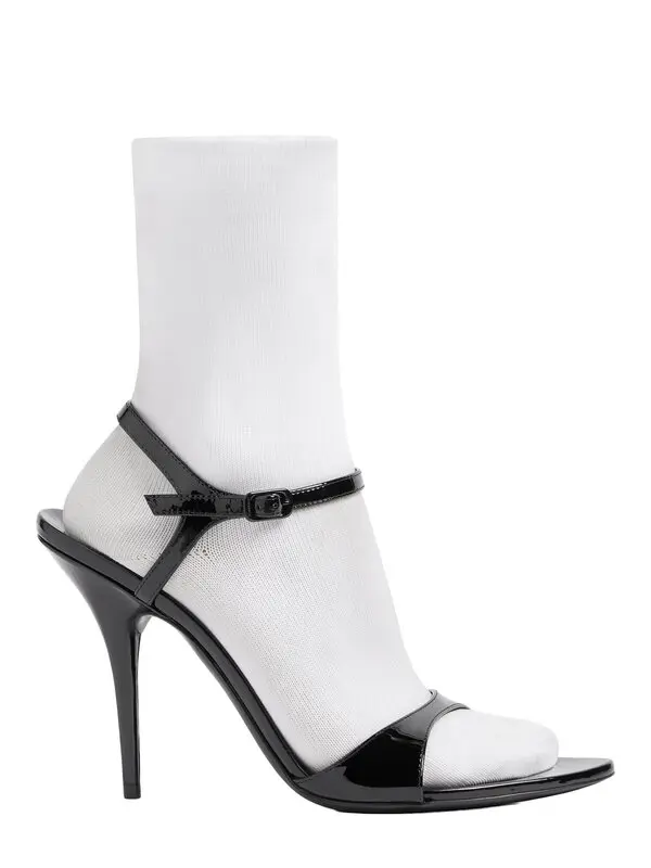 Balenciaga Avenue Patent Leather Sock Pumps - Black,white