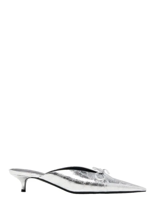 Balenciaga Knife Bow-embellished Mules - Silver