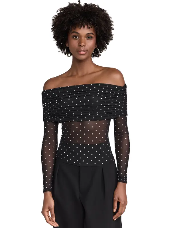 Retrofete Oriana Mesh Top - Black/silver