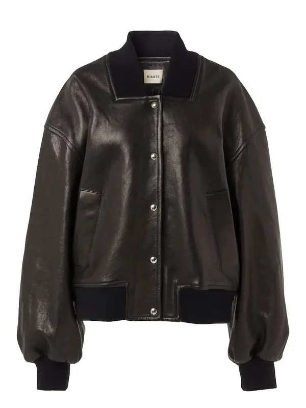 Khaite Spence Leather Bomber Jacket - Black