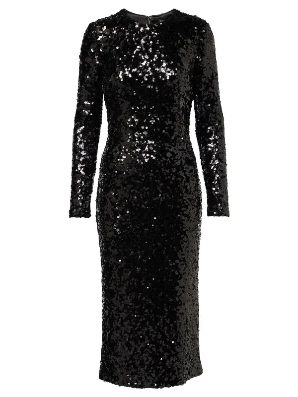 Dolce & Gabbana Sequined Midi Dress - Black