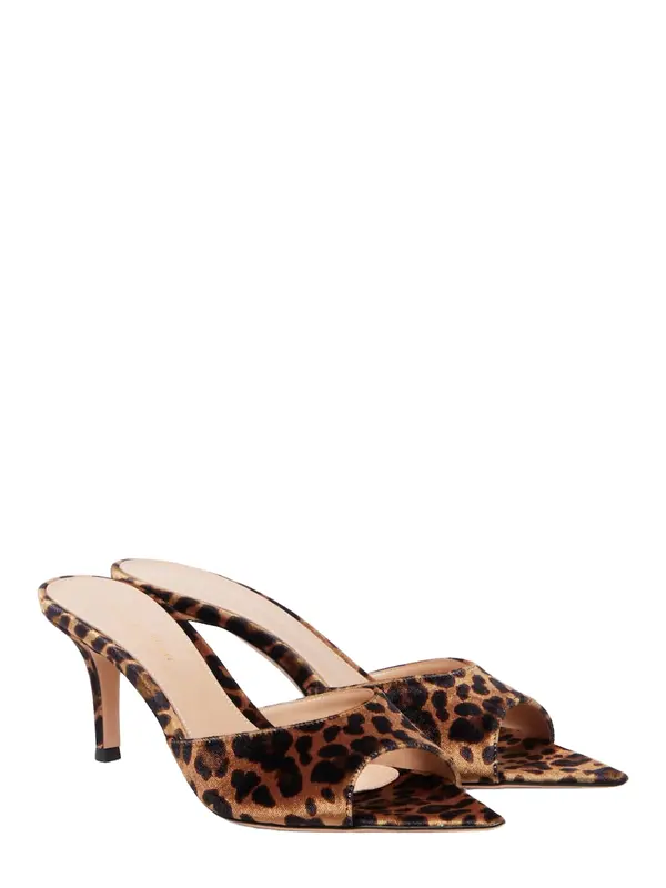 GIANVITO ROSSI 70 Leopard-print Velvet Mules - Brown