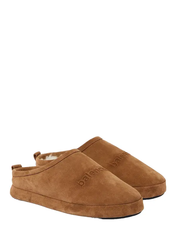 Balenciaga Alaska Suede Slippers - Brown