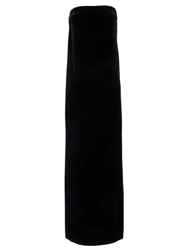 Norma Kamali Strapless Velvet Gown - Black