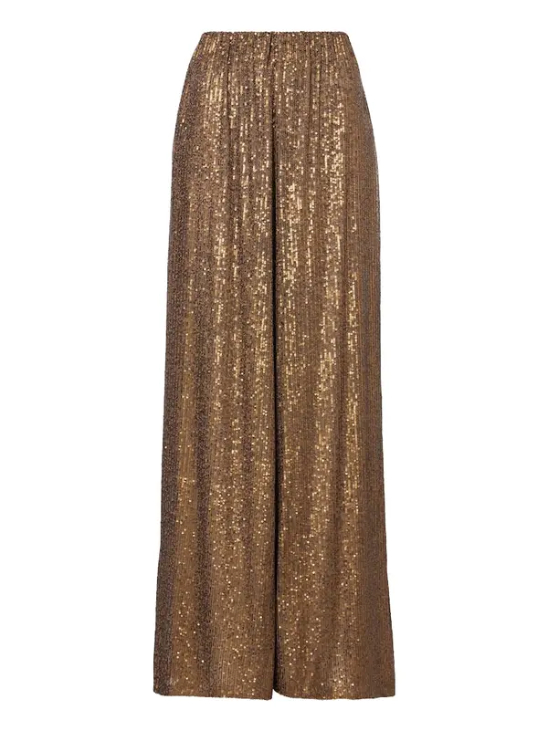 Norma Kamali Boyfriend Elephant Sequined Palazzo Pants - Gold