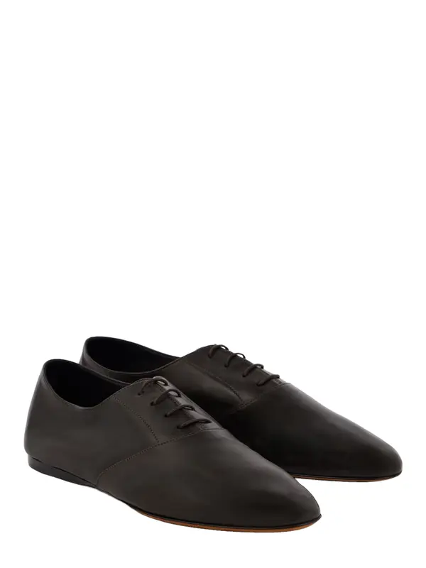 THE ROW Awar Lace-up Leather Oxford Shoes - Brown