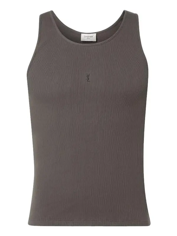 Saint Laurent Logo Cotton Tank Top - Grey