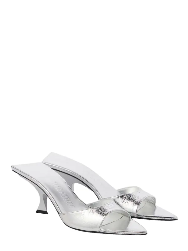 Attico Bes 65 Metallic Leather Mules - Silver