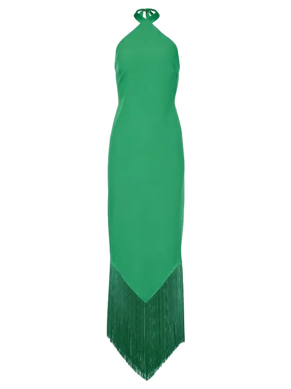TALLER MARMO Nina Fringed Maxi Dress - Green