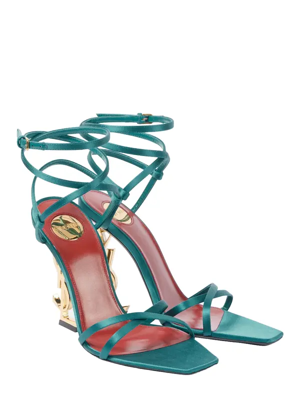Saint Laurent Opyum 110 Satin Sandals - Blue