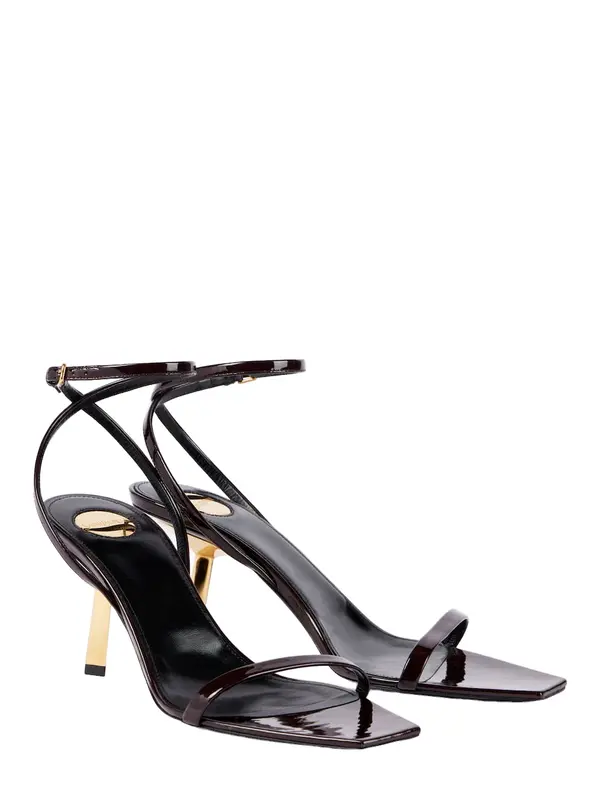 Saint Laurent Lee 75 Patent Leather Sandals - Black
