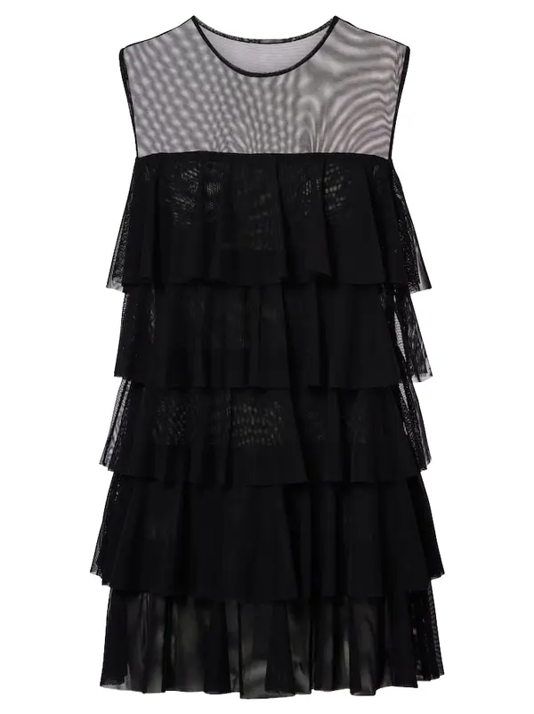 Norma Kamali Ruffled Semi-sheer Gown - Black