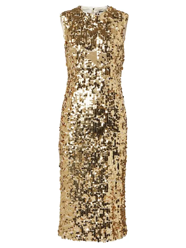 Dolce & Gabbana Sequined Midi Dress - Gold