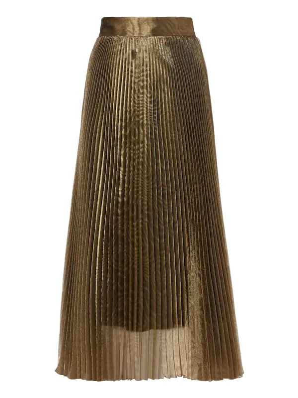 Dolce & Gabbana Jacquard Plissé Midi Skirt - Gold
