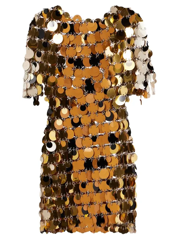 Rabanne Embellished Mini Dress - Gold