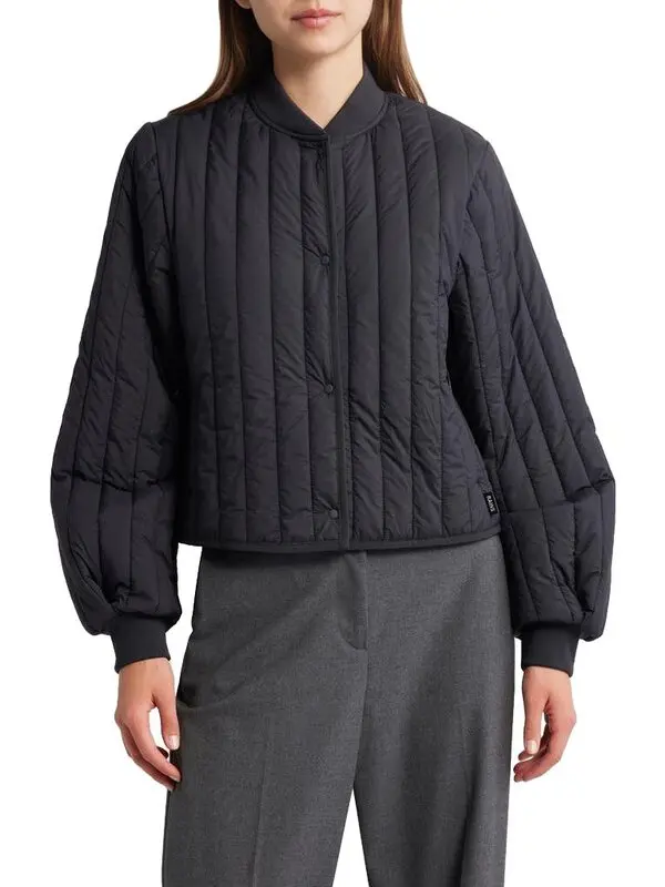 Rains Banja Water Resistant Channel Quilted Bomber Jacket - Navy