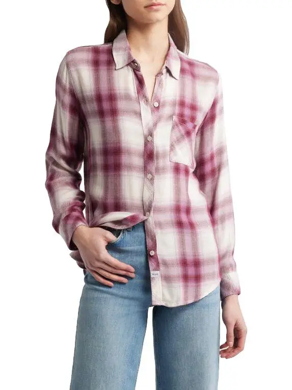 Rails Hunter Plaid Button-up Shirt - Faded Plum Ivory