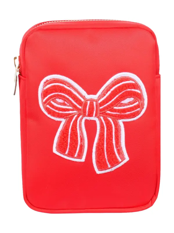 BLOC BAGS Mini Bow Cosmetics Bag - Red/red Stripe