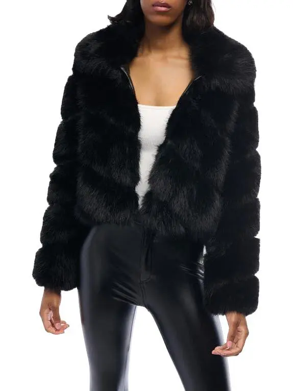 AZALEA WANG Faux Fur Jacket - Black