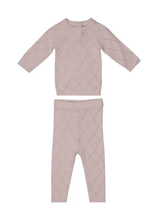 MANIÈRE Diamond Pointelle Sweater And Pants Set - Pale Mauve