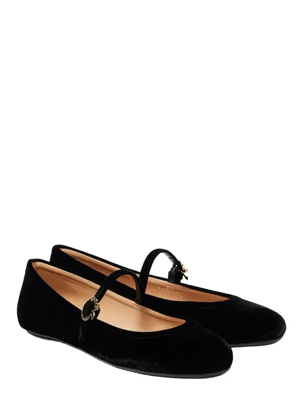 GIANVITO ROSSI Carla Velvet Ballerina Flats - Black
