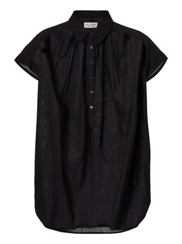 NILI LOTAN Normandy Shirred Blouse - Black