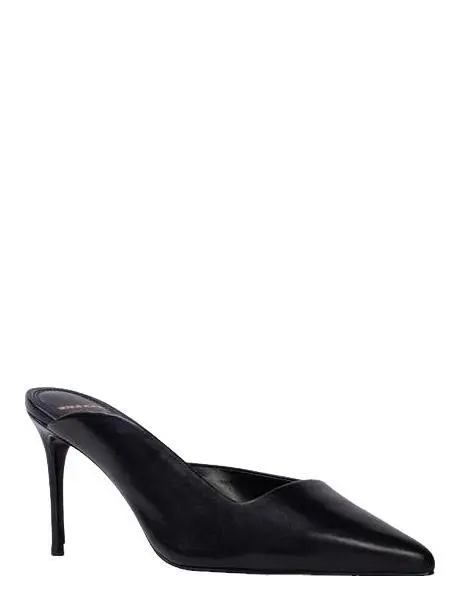 BLACK SUEDE STUDIO Icon Pointed Toe Mule - Black Leather