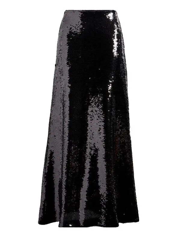 REFORMATION Gabriella Sequin Maxi Skirt - Black Sequin