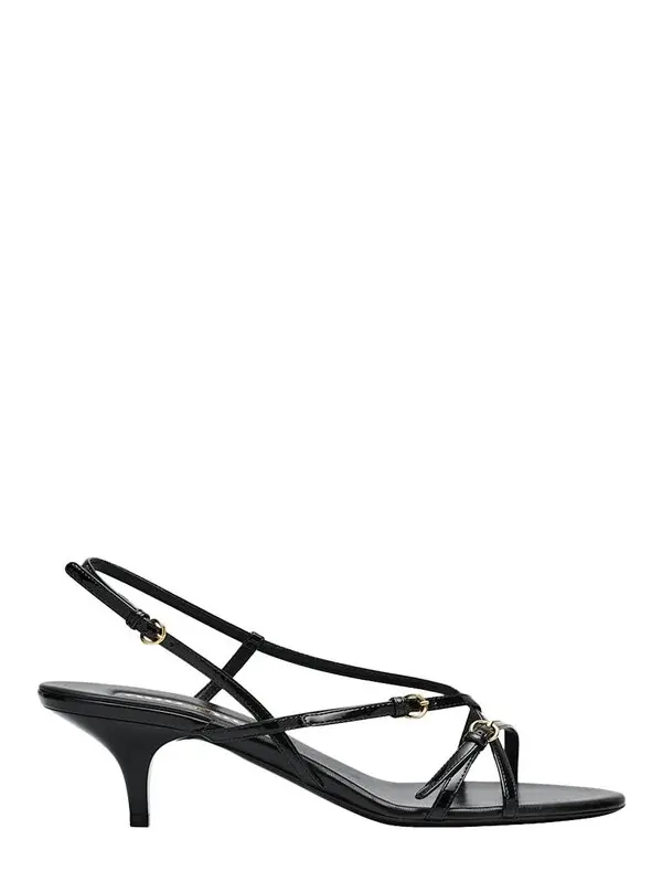 Miu Miu Vernice Strappy Leather Slingback Sandals - Nero