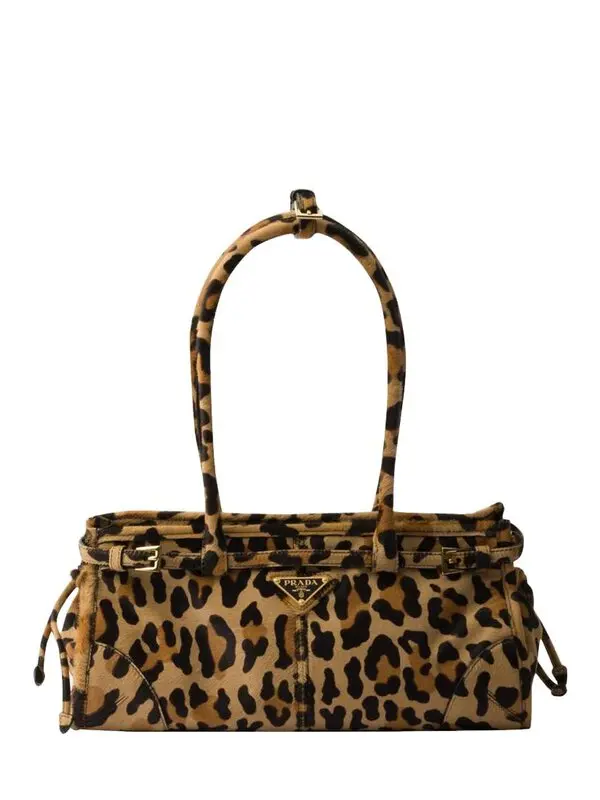 Prada Leopard Calf Hair Shoulder Bag - Honey